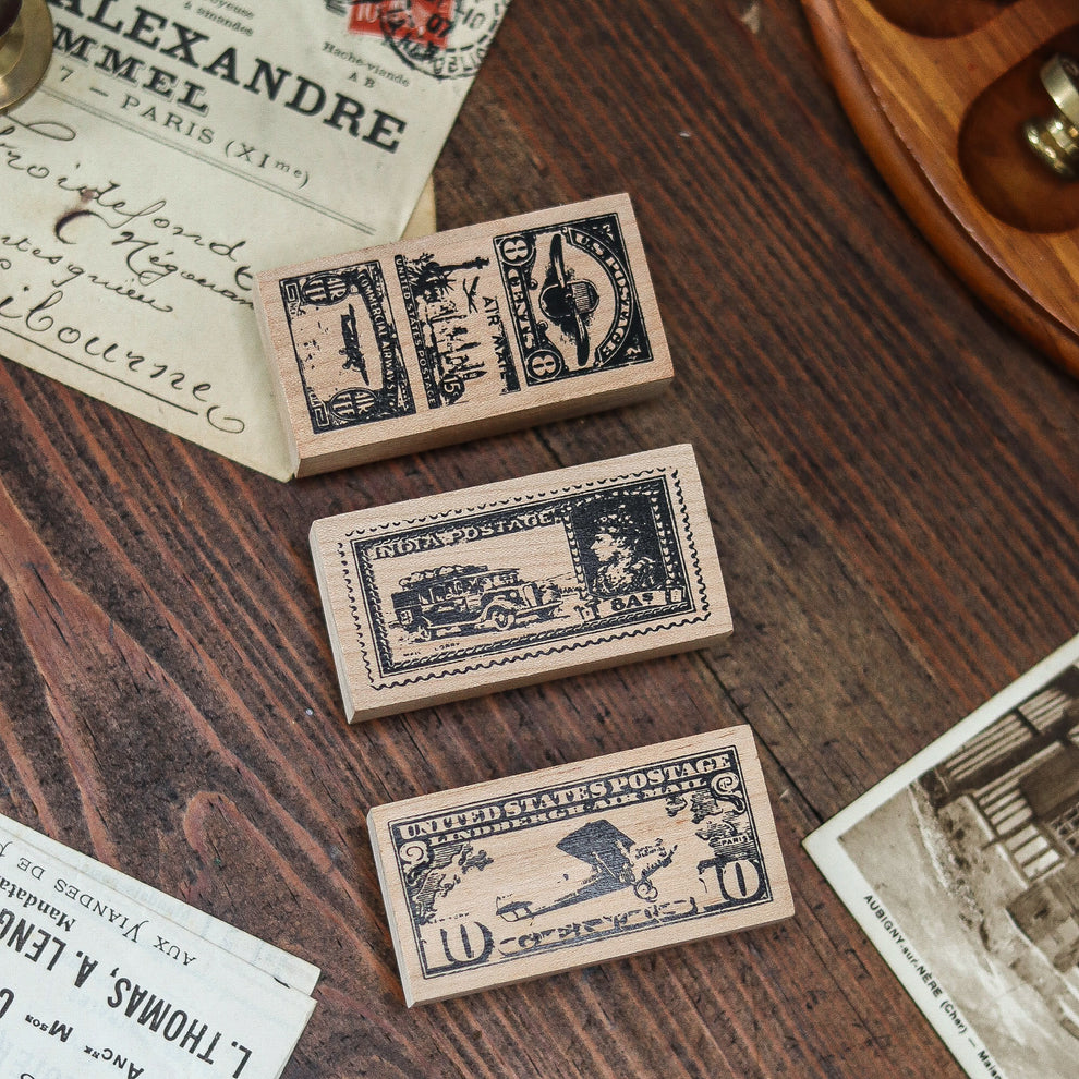 Sellos de madera vintage "Timbres postales" – Casa Kierkeg